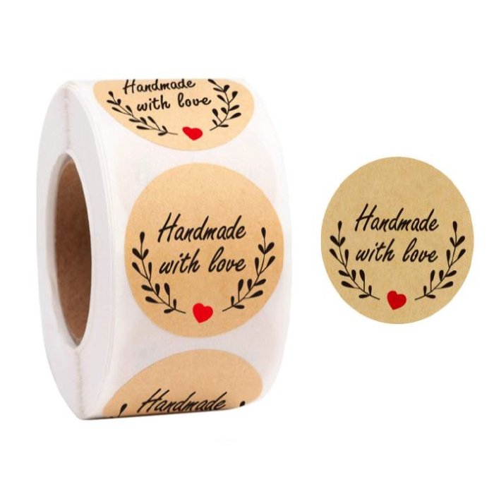 Naklejki Ozdobne Okrągłe Handmade With Love 100Szt - Siima | Sklep ...