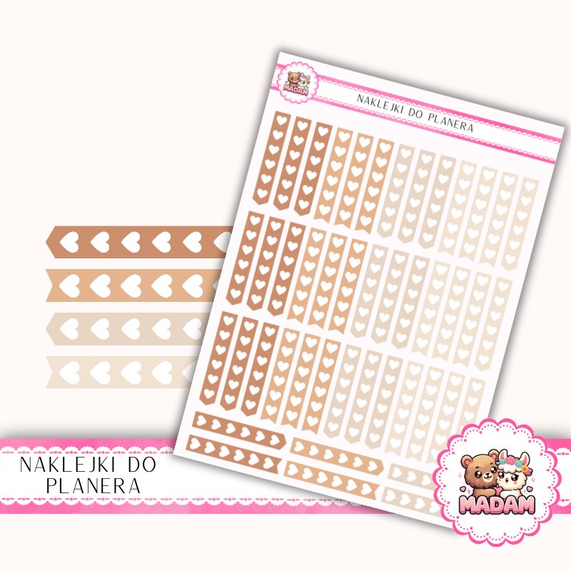 Naklejki planerowe checkmarki serduszka Warm Cozy Mix 13x18 do planera ...