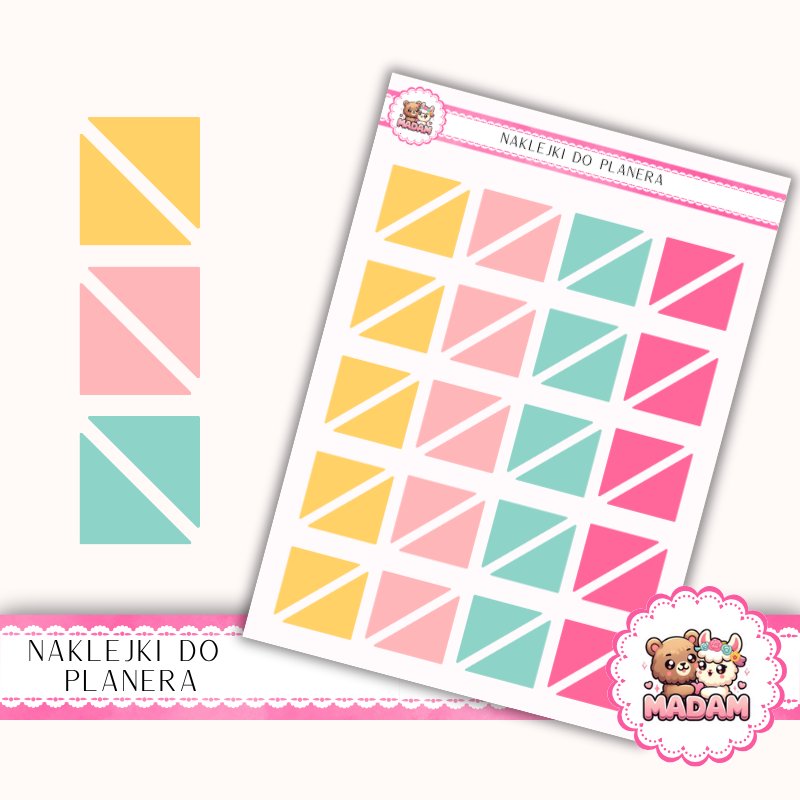 Naklejki planerowe trójkąty 13x18 Letni Mix do planera Bullet Journal ...