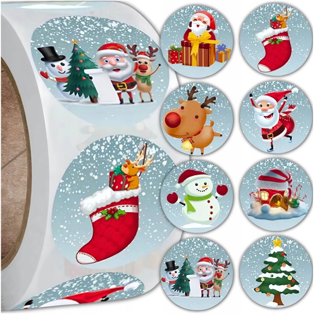 NAKLEJKI ŚWIĄTECZNE SAMOPRZYLEPNE NA PREZENTY PACZKI OZDOBNE ŚWIĘTA 500 szt - Memflow | Sklep ...