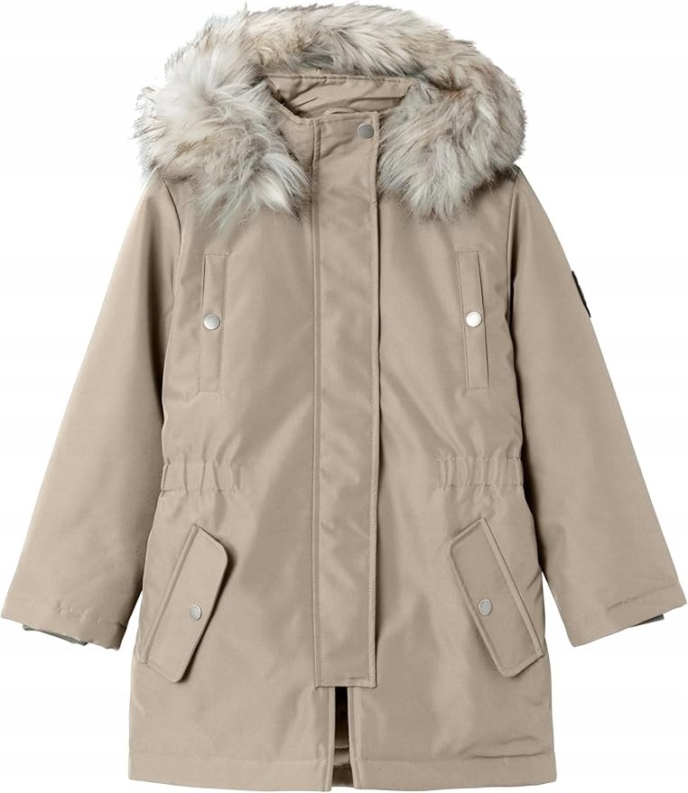 NAME IT KREMOWA PARKA DZIECIĘCA Z KAPTUREM I FUTERKIEM 152 7AA - Name ...