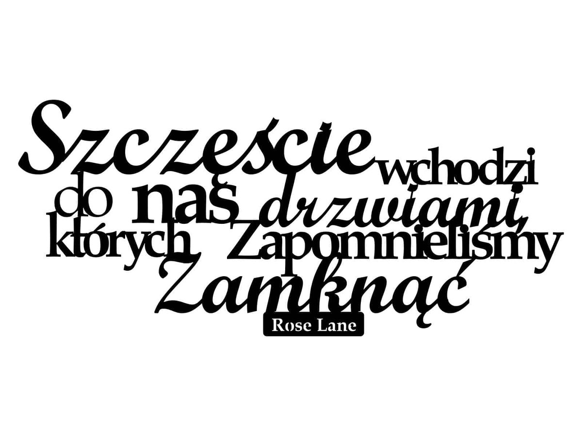 Napis cytat dekoracja Szczęście DES067 60 cm czarny matowy - Inna marka ...
