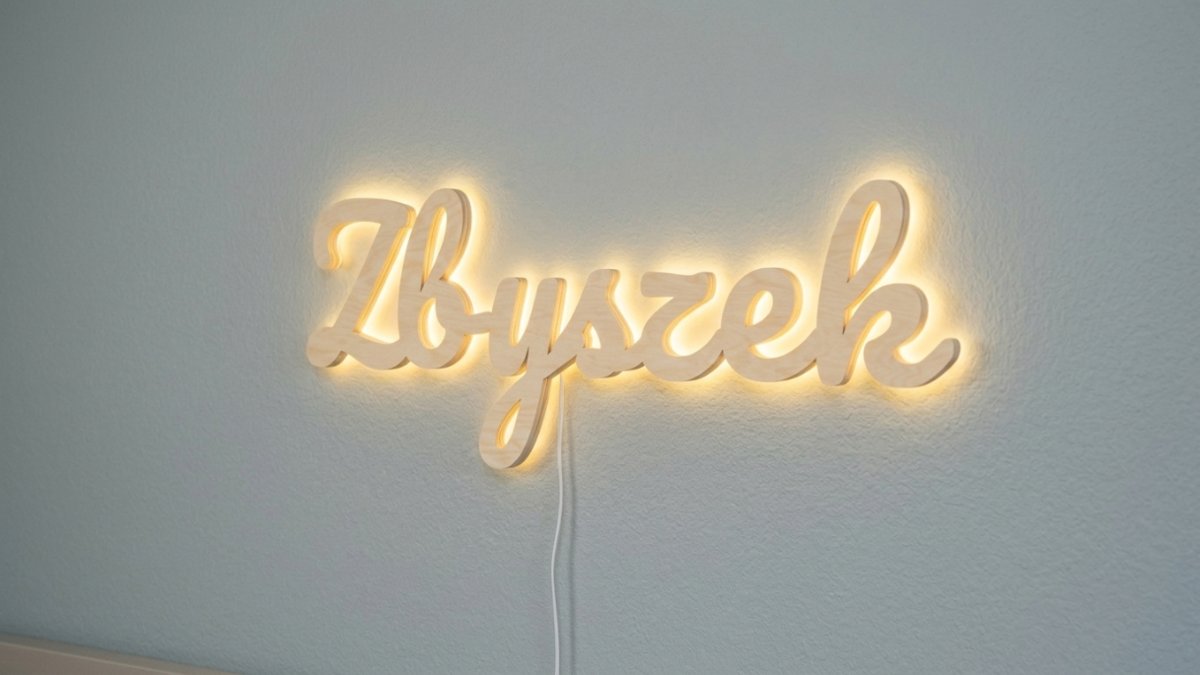 Napis LED Imię Dziecka na Ścianę, Sklejka 12mm, Lampka Nocna, 7-8 liter ...