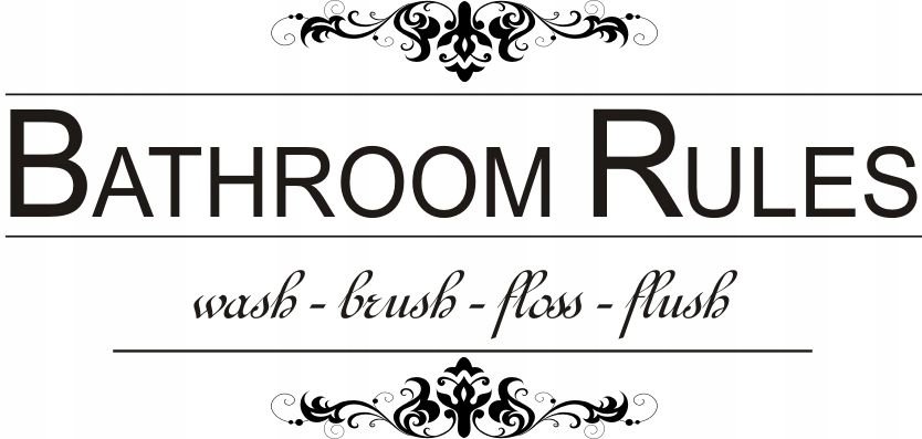 Napis na ścianę łazienka - Bathroom rules - 124, 200x100 cm ...