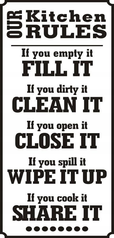Napis na ścianę naklejka 120x60cm wybór koloru - Our kitchen rules.. 33 ...