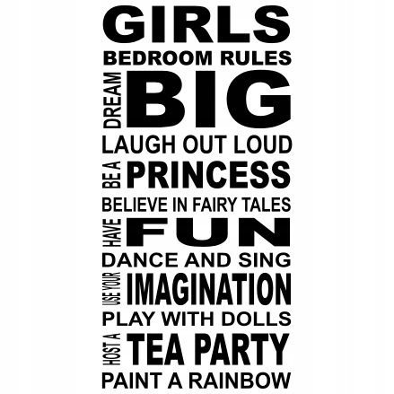 Napis na ścianę sypialnia naklejka 120x60cm wybór koloru Girls Bedroom ...