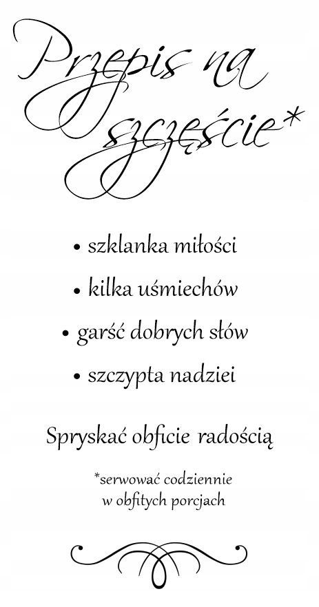 Napis samoprzylepny cytat PRZEPIS na ścianę motto / Centrum Naklejek ...