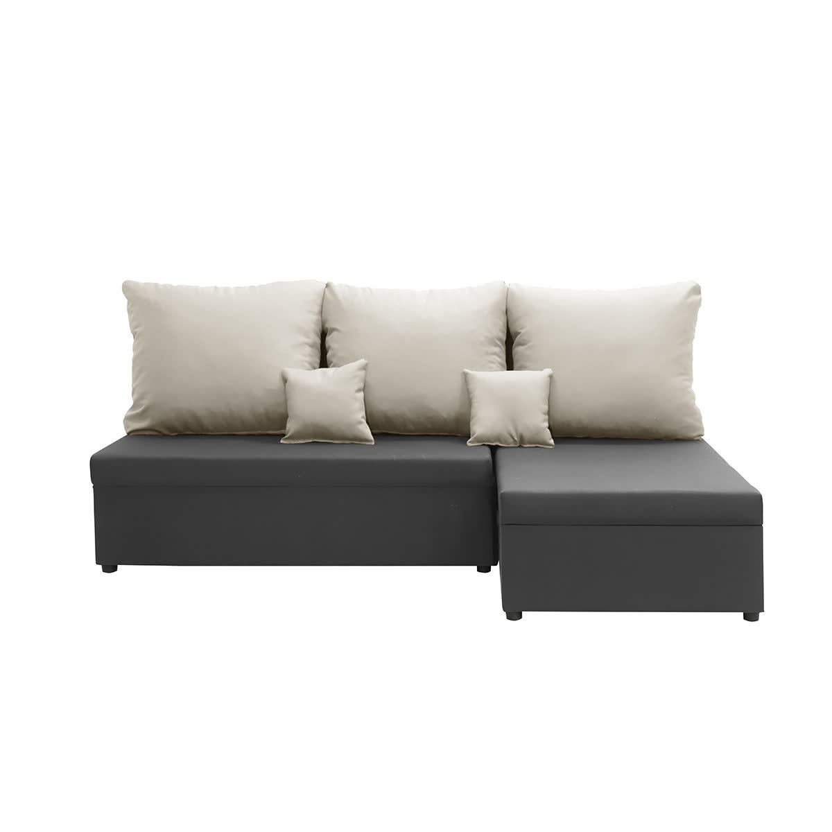 Narożnik kanapa z funkcją spania BODO szary / kremowy - wygodniej.pl | Sklep EMPIK.COM