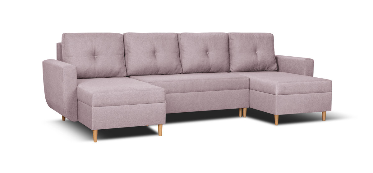 Narożnik kanapa z funkcja spania DORO-U różowy - wygodniej.pl | Sklep EMPIK.COM