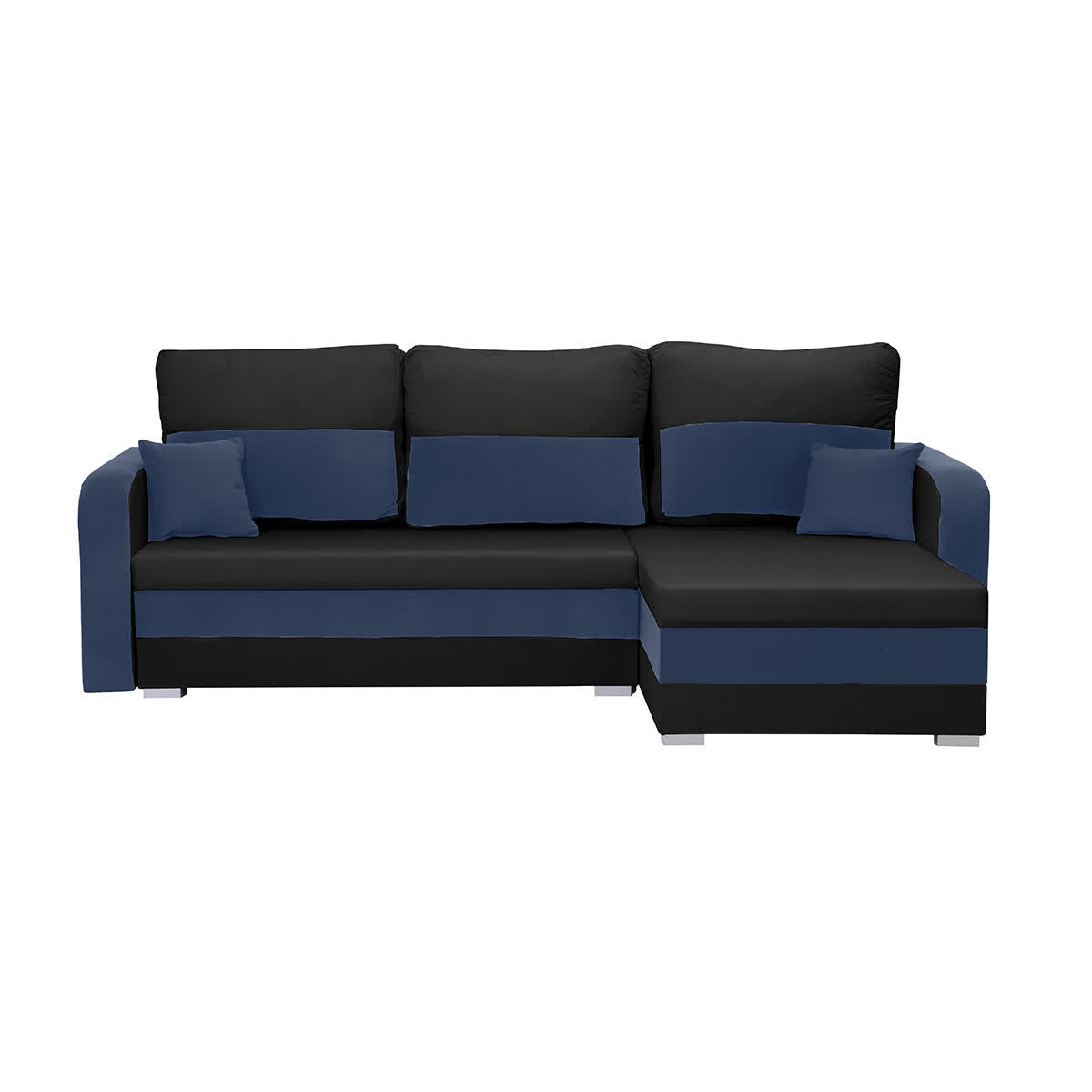 Narożnik kanapa z funkcją spania KROS czarny / granatowy - wygodniej.pl | Sklep EMPIK.COM