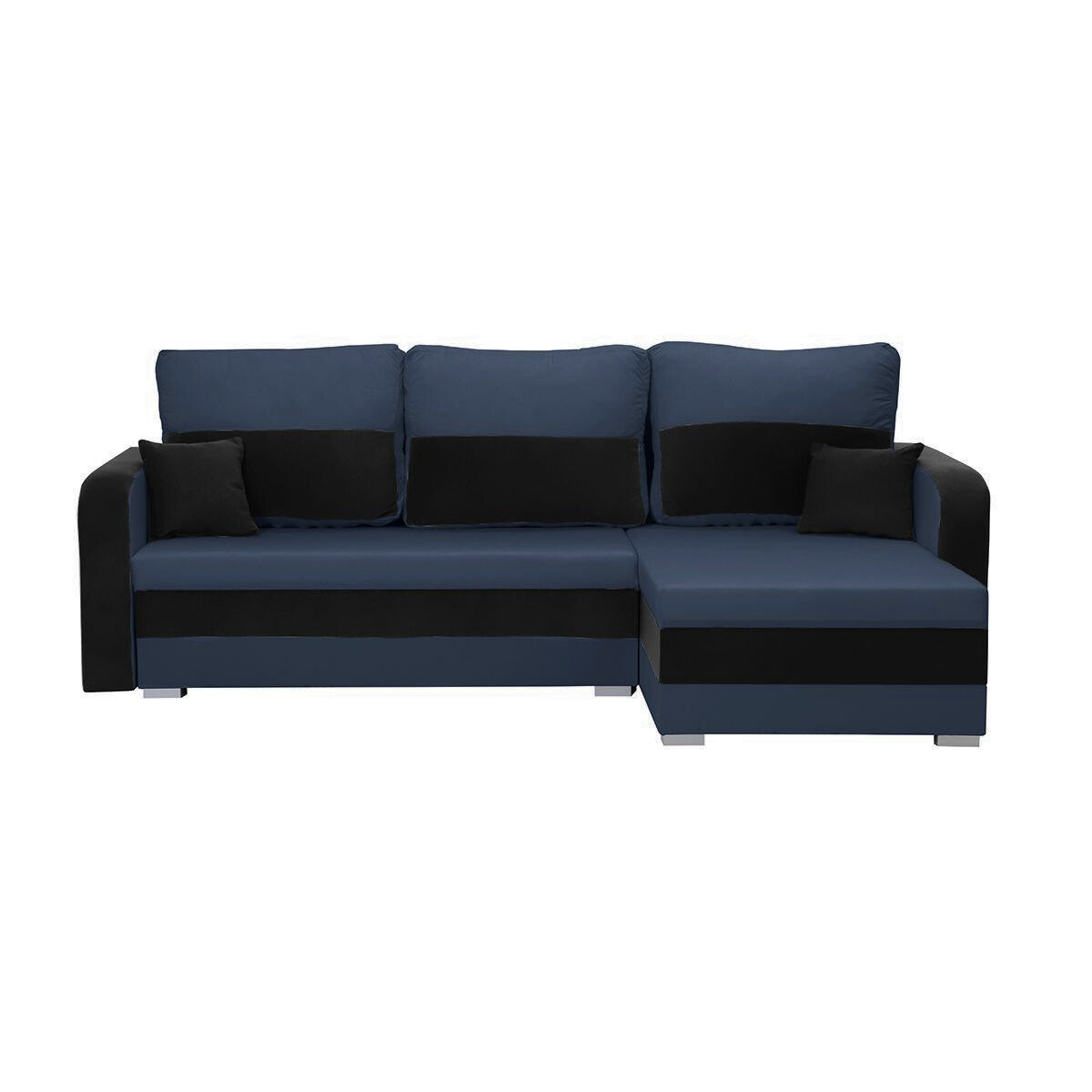 Narożnik kanapa z funkcją spania KROS granatowy / czarny - wygodniej.pl | Sklep EMPIK.COM