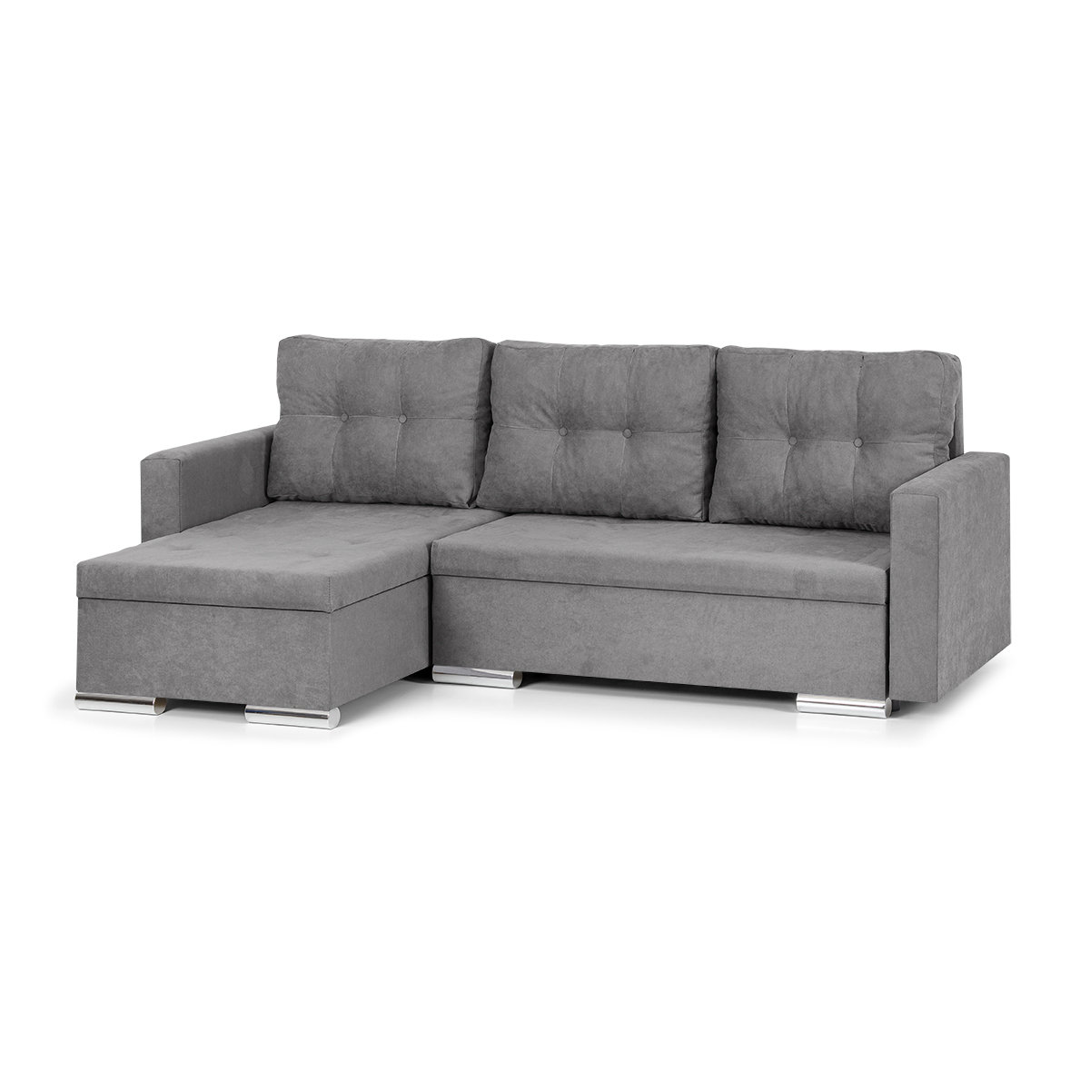 Narożnik kanapa z funkcją spania sprężyny bonell FOLLER szary - wygodniej.pl | Sklep EMPIK.COM