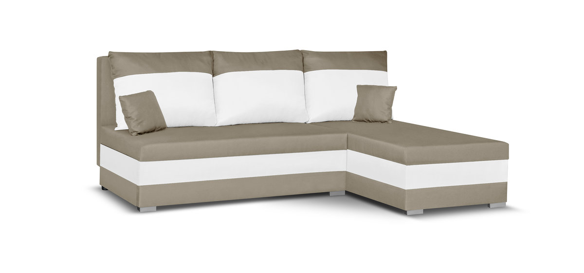 Narożnik kanapa z funkcją spania sprężyny bonell GUSTAV jasny brąz/biały - wygodniej.pl | Sklep ...