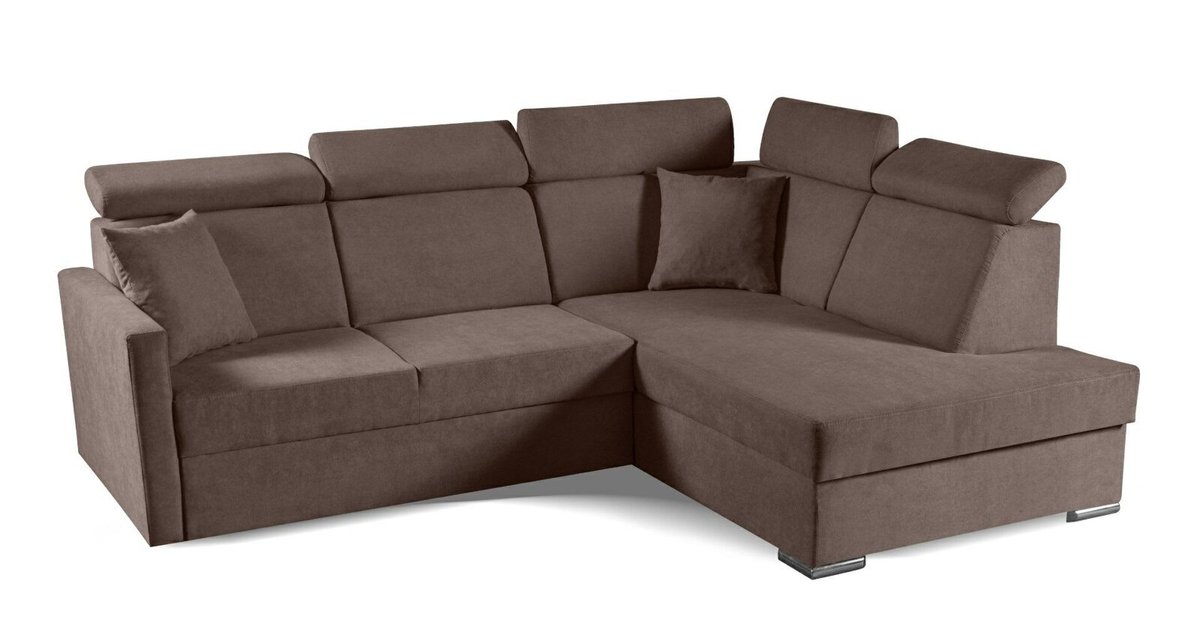 Narożnik Mils XL prawostronny z funkcją spania brązowy tkanina Soro 28 ...