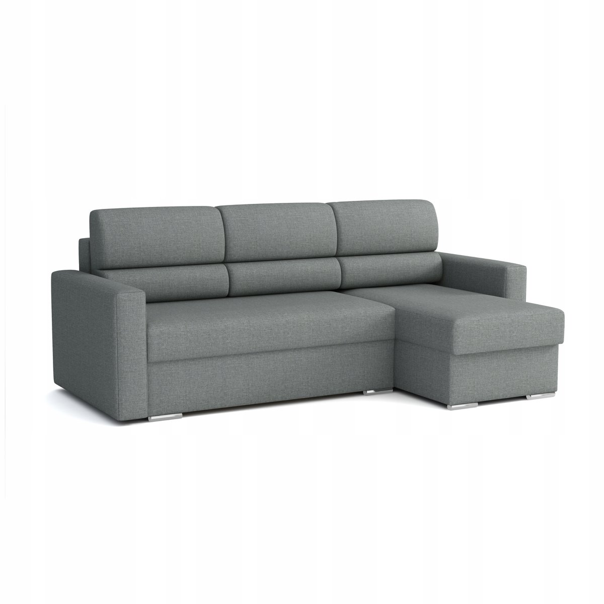 Narożnik Royal Z Funkcja Spania Sofa Rozkładana Jasnoszara Tkanina ...