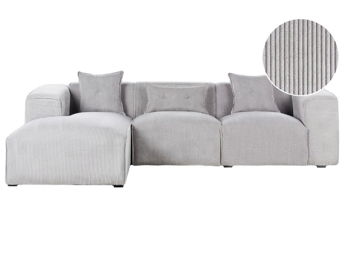 Narożnik sztruksowy prawostronny jasnoszary DOLVA - Beliani | Sklep ...