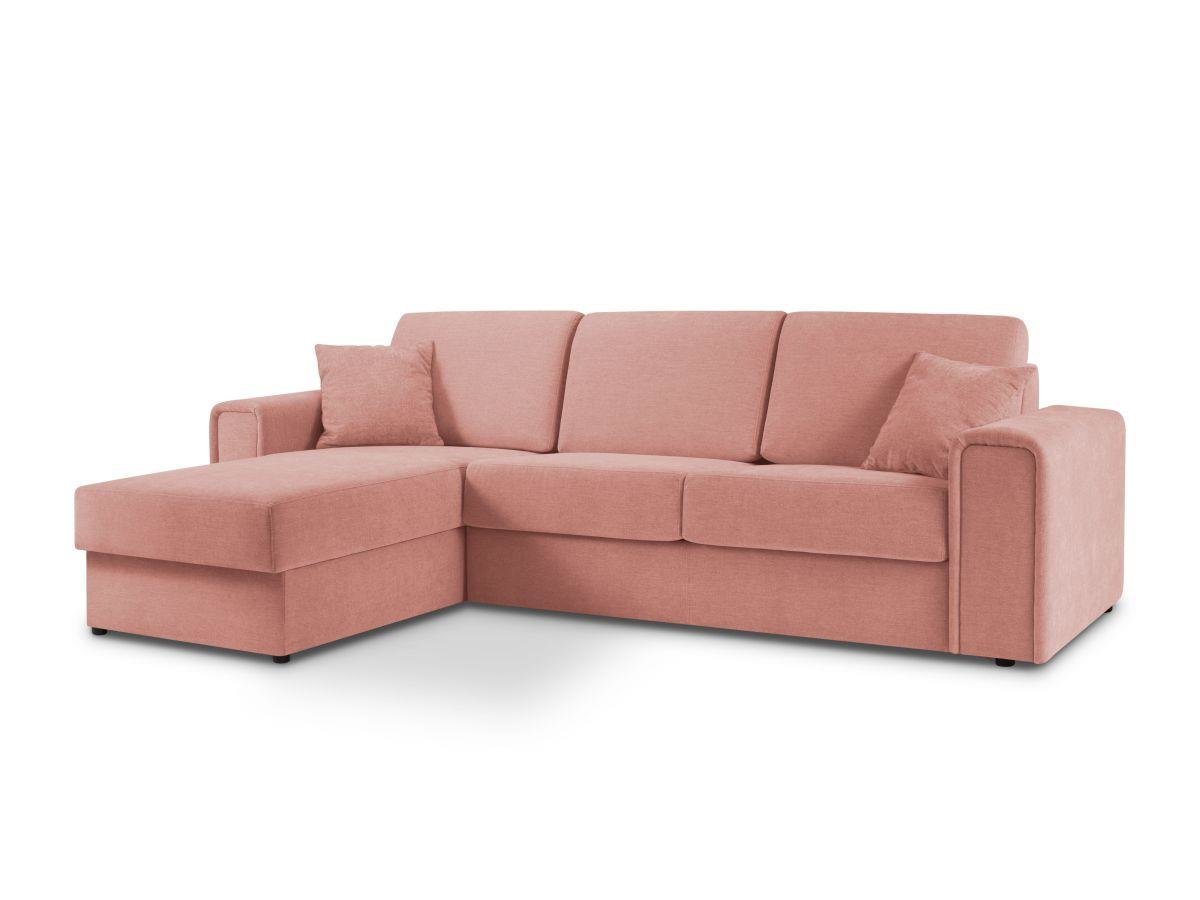 Narożnik Z Funkcją Spania Elodie Pink Structured Fabric Lewostronny ...