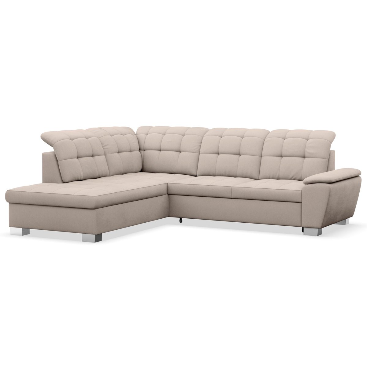 Narożnik z funkcją spania Jamaal L-kształtny lewostronny z pojemnikiem beżowy plecionka - Selsey ...