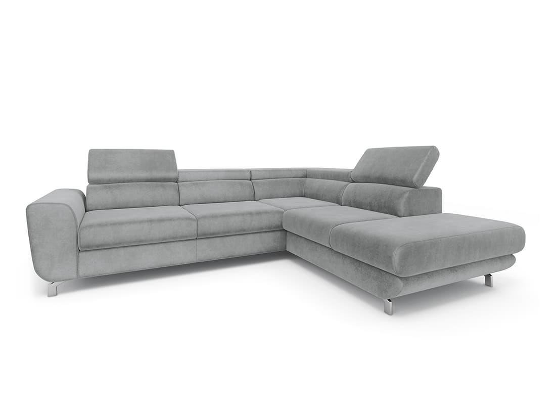 Narożnik Z Funkcją Spania Mario Light Grey Velvet Prawostronny - Milo ...