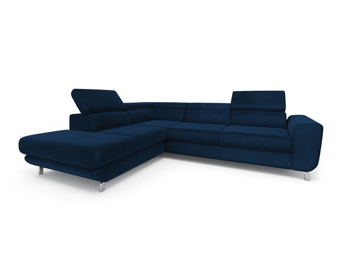 Narożnik Z Funkcją Spania Mario Royal Blue Velvet Lewostronny - Milo ...