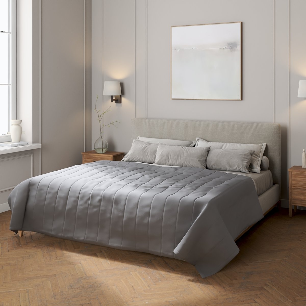 Narzuta pikowana w pasy, Slade Grey (szary), Cotton Panama - Dekoria ...
