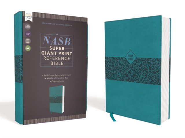 NASB, Super Giant Print Reference Bible, Leathersoft, Teal, Red Letter, 1995 Text, Comfort Print ...