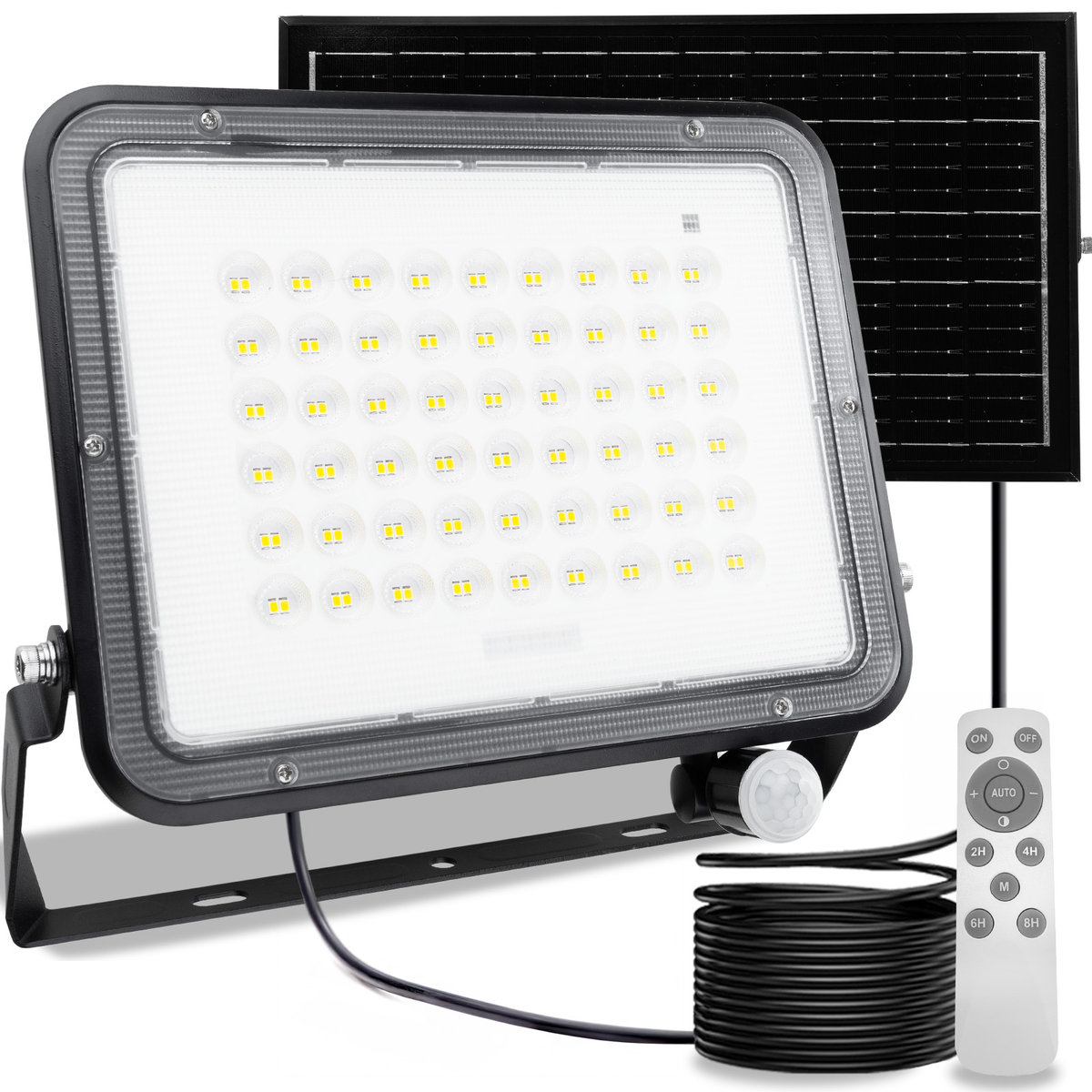 Naświetlacz Solarny LED Halogen 200W Lampa Ogrodowa 4000K IP65 Czujnik ...
