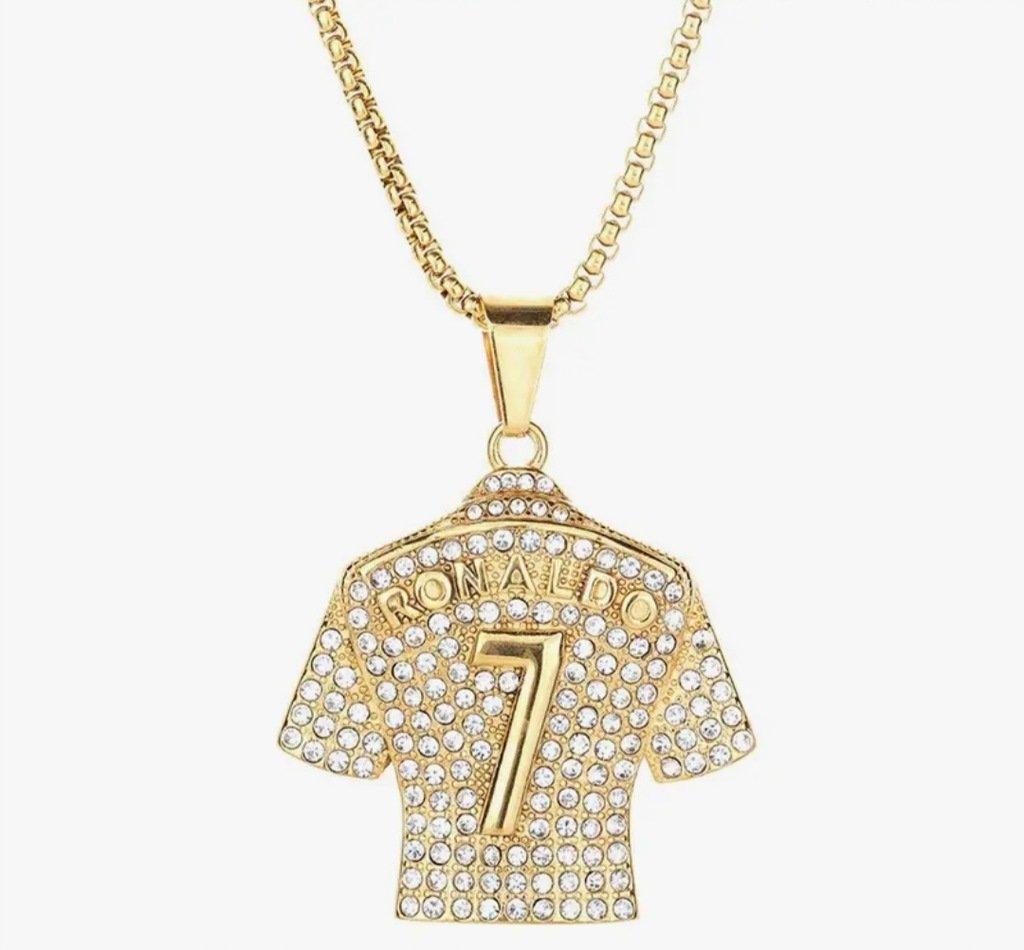 Naszyjnik chain Cristiano Ronaldo koszulka CR7 prezent streetwear y2k ...
