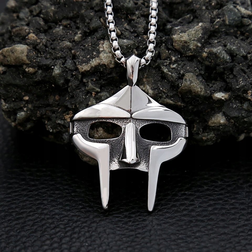 Naszyjnik chain maska MF DOOM srebrny rap streetwear prezent Y2K - Inna ...
