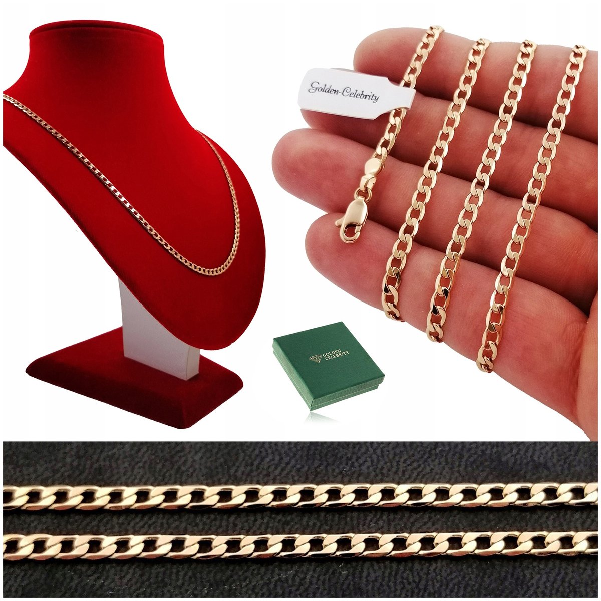 Naszyjnik Damski Pancerka Gruby 50Cm/3Mm Stal Chirurgiczna Na Prezent - Golden Celebrity | Moda ...
