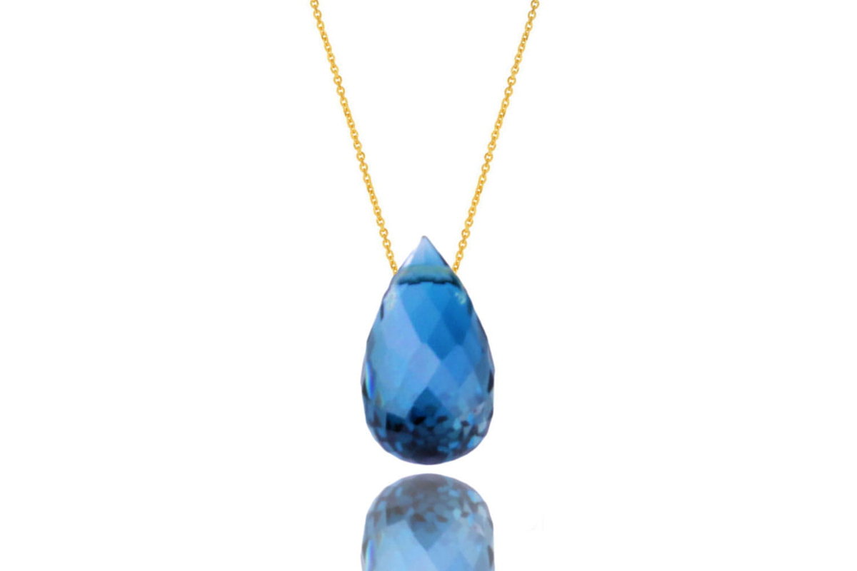 Naszyjnik Topaz London Blue Kropla złoto 585 - Brazi Druse Jewelry | Moda Sklep EMPIK.COM