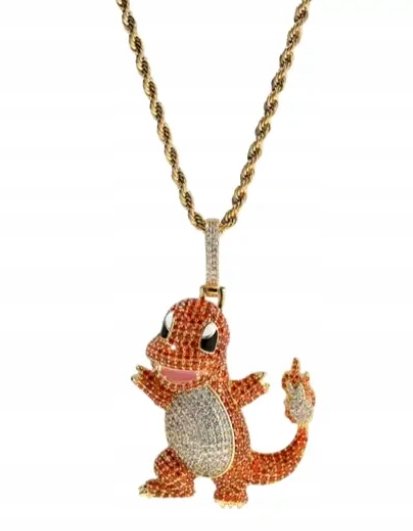 Naszyjnik wisiorek chain Charmander Pokemon iced prezent streetwear ...