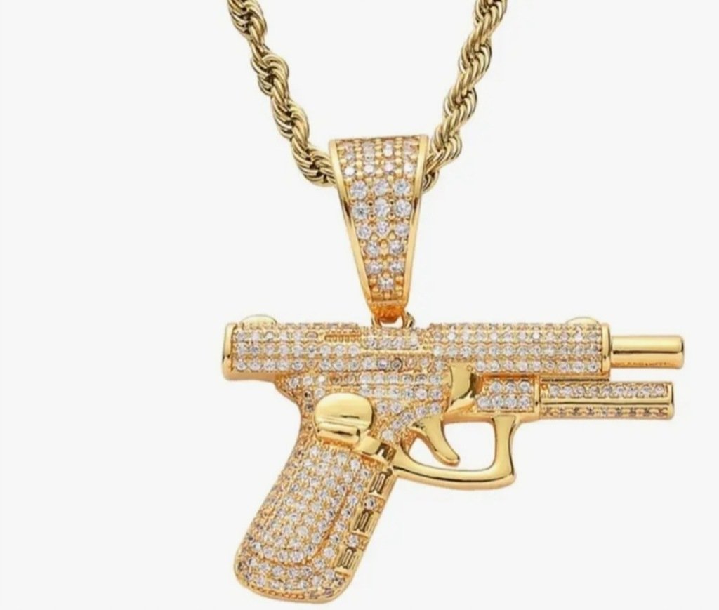Naszyjnik wisiorek chain glock pistolet złoty streetwear prezent - Inna ...