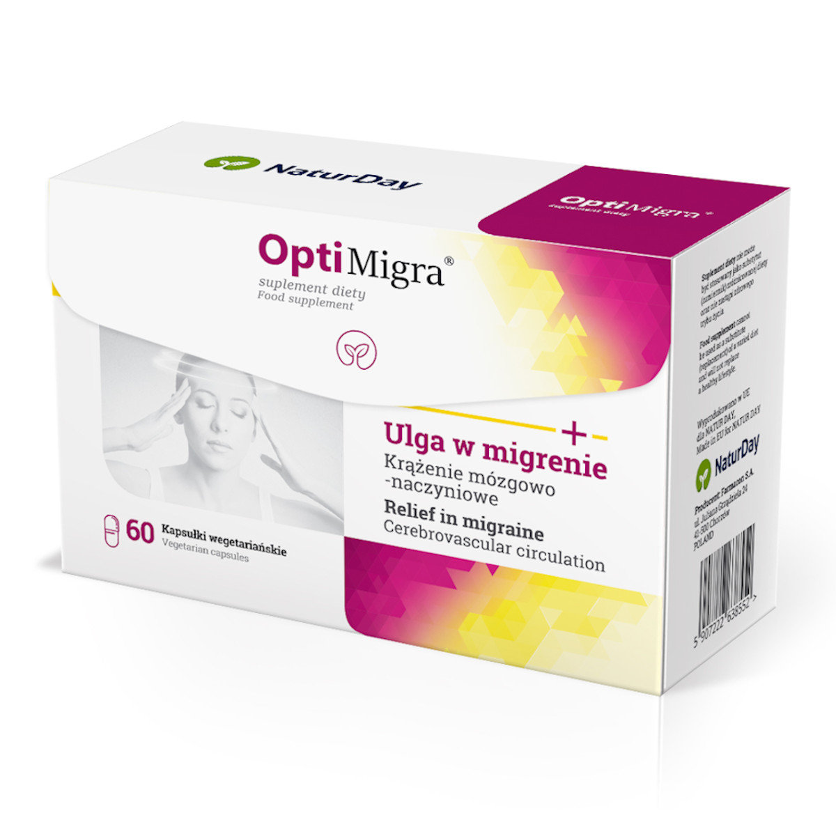 NaturDay OptiMigra Spirulina redukcja migreny - 60 kaps. Suplement diety | Sklep EMPIK.COM
