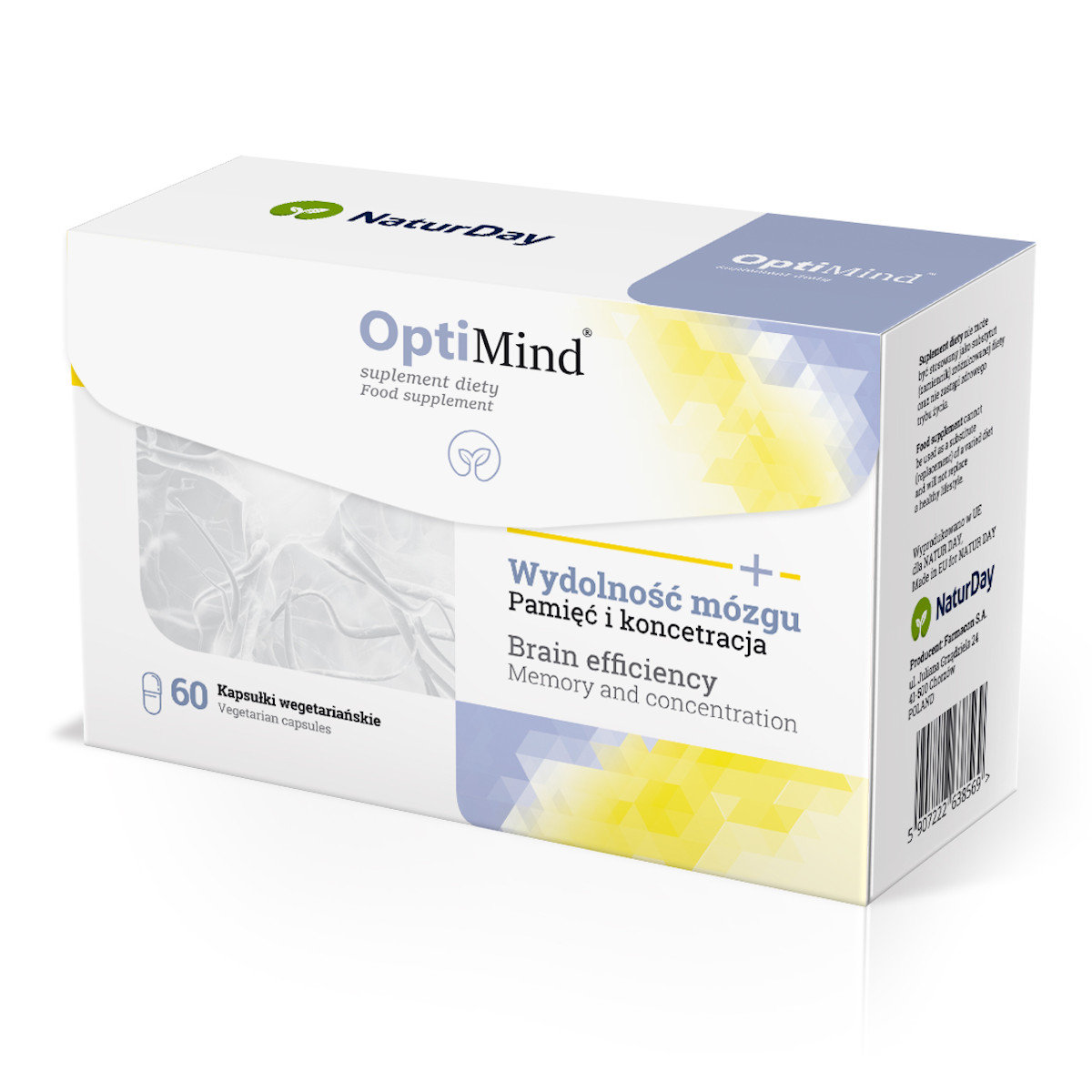 NaturDay OptiMind Spirulina, Pamięć i koncentracja, 60 kaps. Suplement diety | Sklep EMPIK.COM