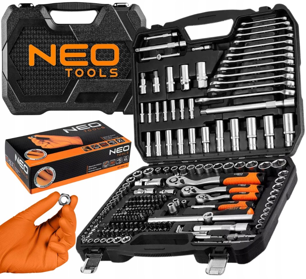 NEO Zestaw Kluczy Nasadowych 220 el. 1/2" 3/8" 1/4" +50x Rękawice Nitrylowe - NEO TOOLS | Sklep ...
