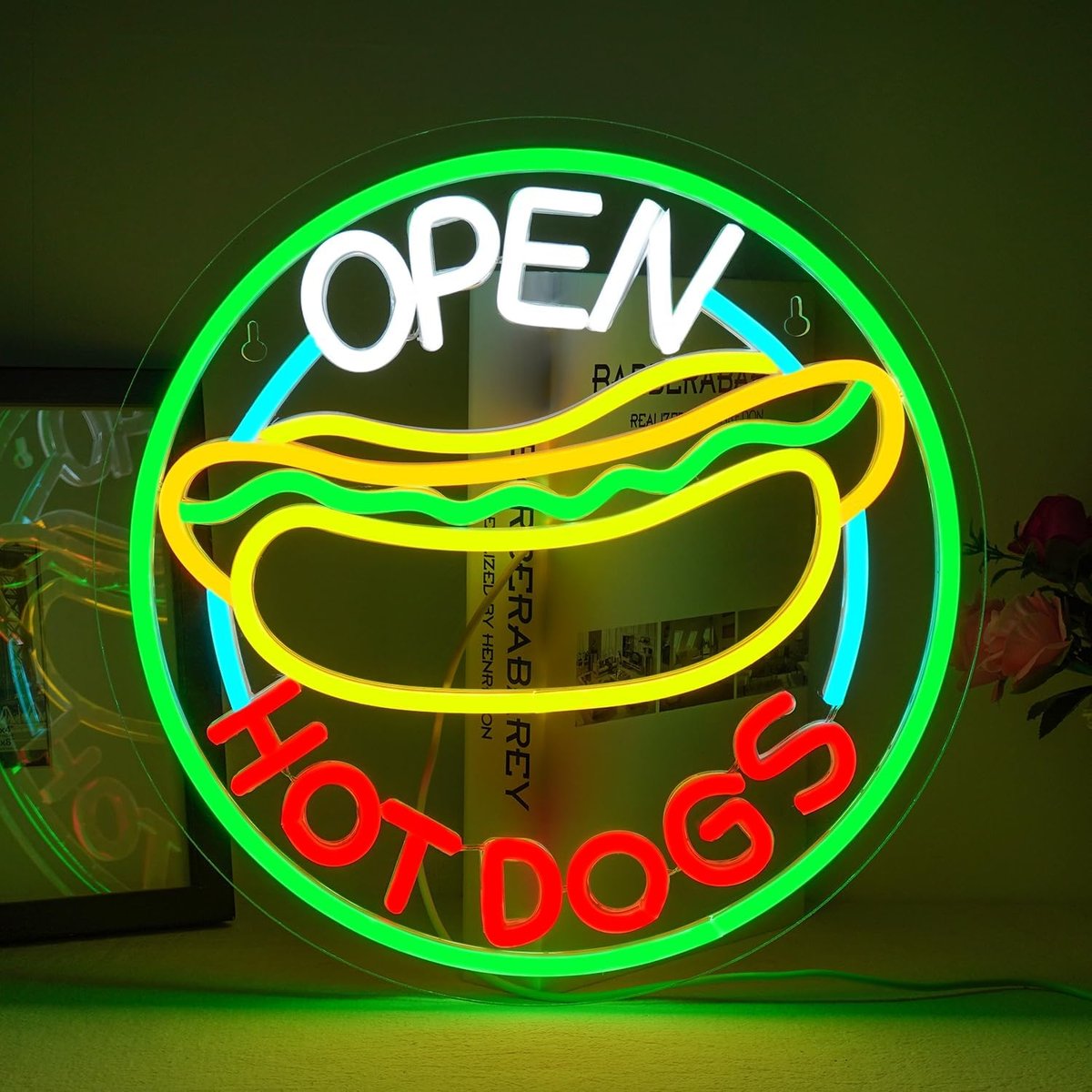 Neon LED Dekoracyjny HOT DOGS Wielokolorowy Ściemnialny 32x32 USB ...