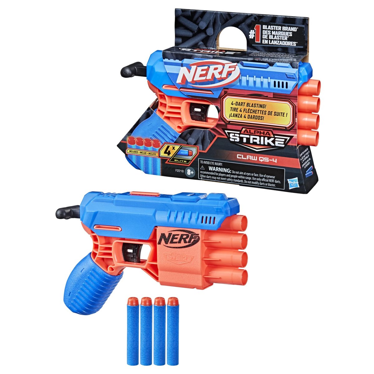 Nerf Alpha Strike Claw QS-4 Blaster 4 Official Nerf Elite Foam Darts ...