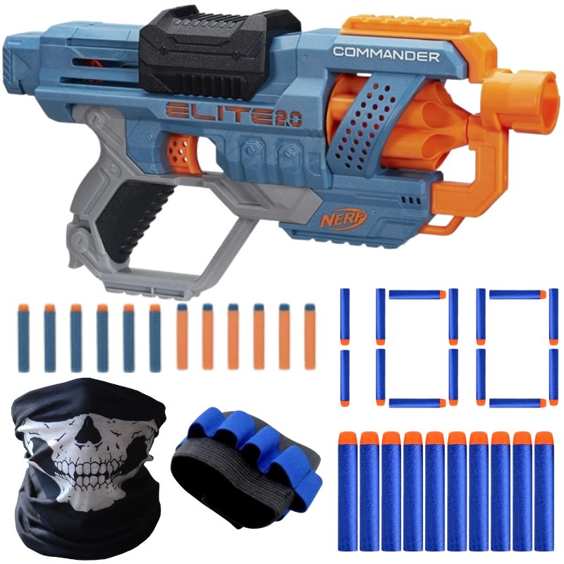 NERF COMMANDER ELITE 2.0 WYRZUTNIA + STRZAŁKI MAGAZYNEK MASKA - Nerf ...