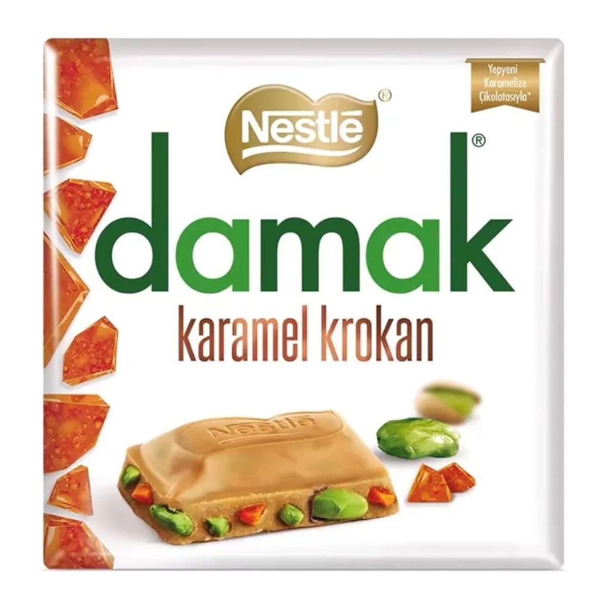 Nestlé Damak Karamel Korkan 60g – Czekolada z Pistacjami i Karmelowym ...