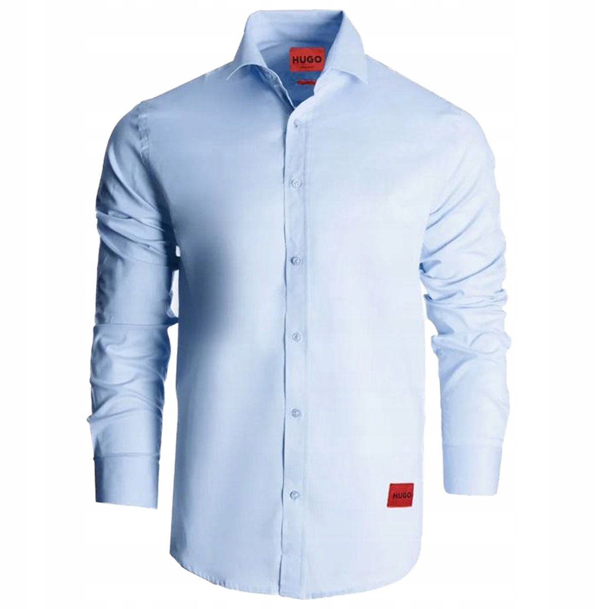 Niebieska Koszula Męska Elegancka Ładna logo HUGO BOSS bawełniana r.L ...