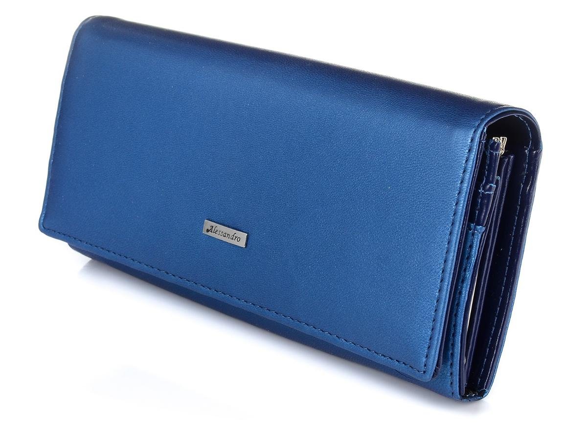 Niebieski Portfel Damski Duży Eko skóra Alessandro Pudełko V02 ...