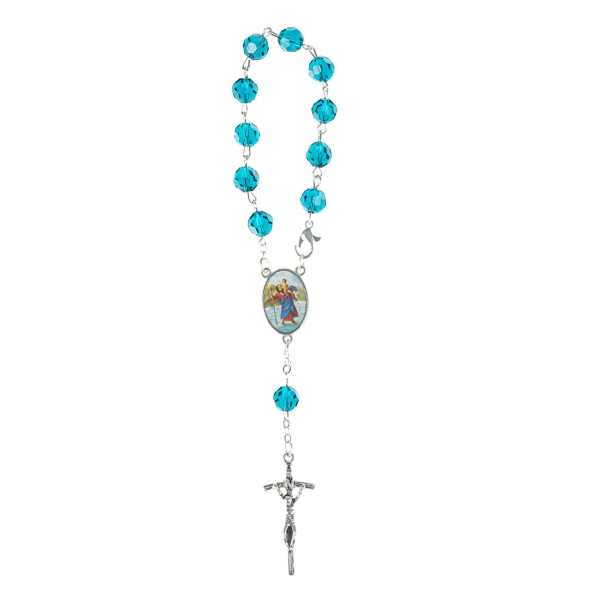 Niebieski RÓŻANIEC do auta | krótki różaniec zapinany na lusterko ...
