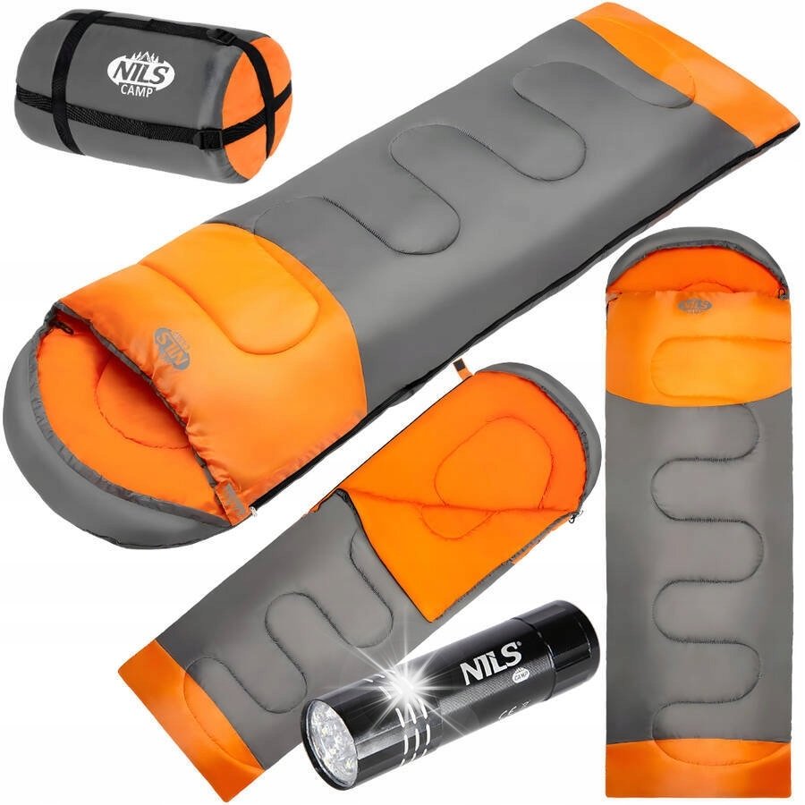 NILS Duży Śpiwór Turystyczny Mumia Ciepły Z Kapturem 215x75 cm + Latarka - Inna marka | Sport ...
