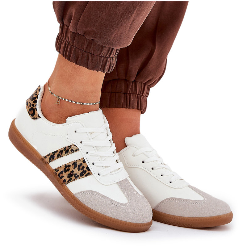 Niskie Sneakersy Damskie Z Eko Skóry Panterka Białe Nonalorin-37 ...