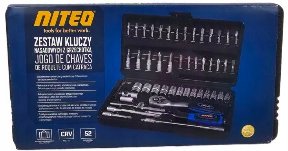 NITEO ZESTAW KLUCZY NASADOWYCH 52EL z grzechotką narzędzia warsztat - Niteo | Sklep EMPIK.COM