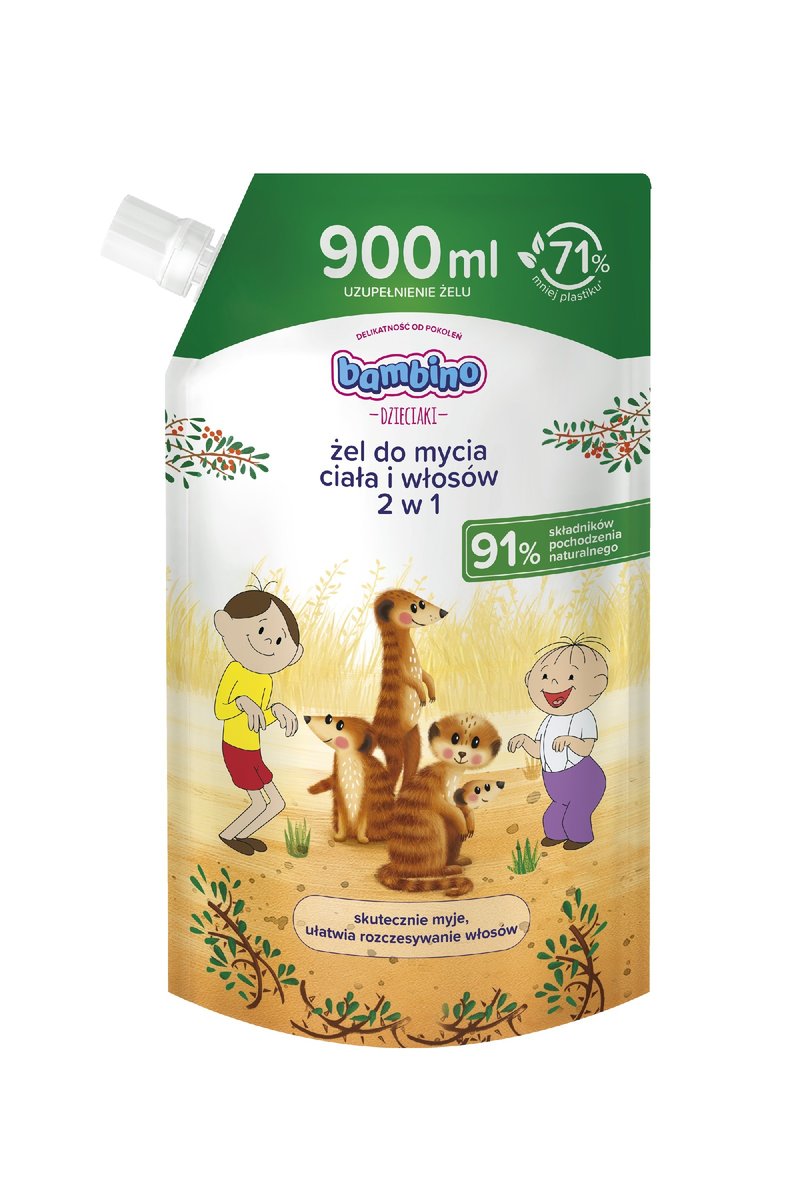 NIVEA Bambino Dzieciaki el do mycia cia a i w os w 2w1 Surykatki Refill 900 ml - Inna marka ...