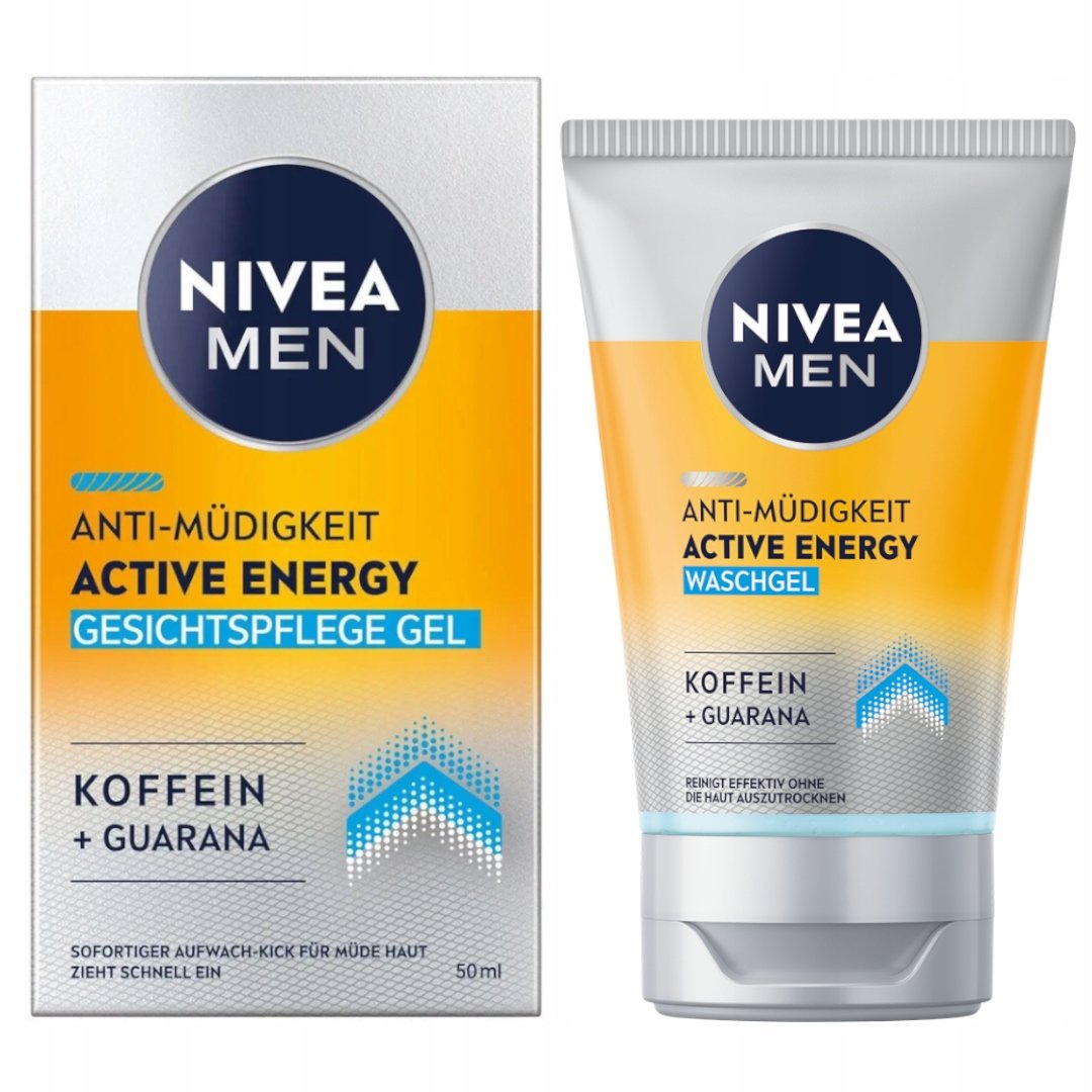 NIVEA MEN ACTIVE ENERGY Żel do mycia twarzy 100ml + Krem nawilżający 50ml | Sklep EMPIK.COM