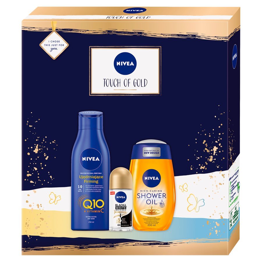 Nivea, Touch Of Gold zestaw olejek pod prysznic 200ml + ujędrniające ...