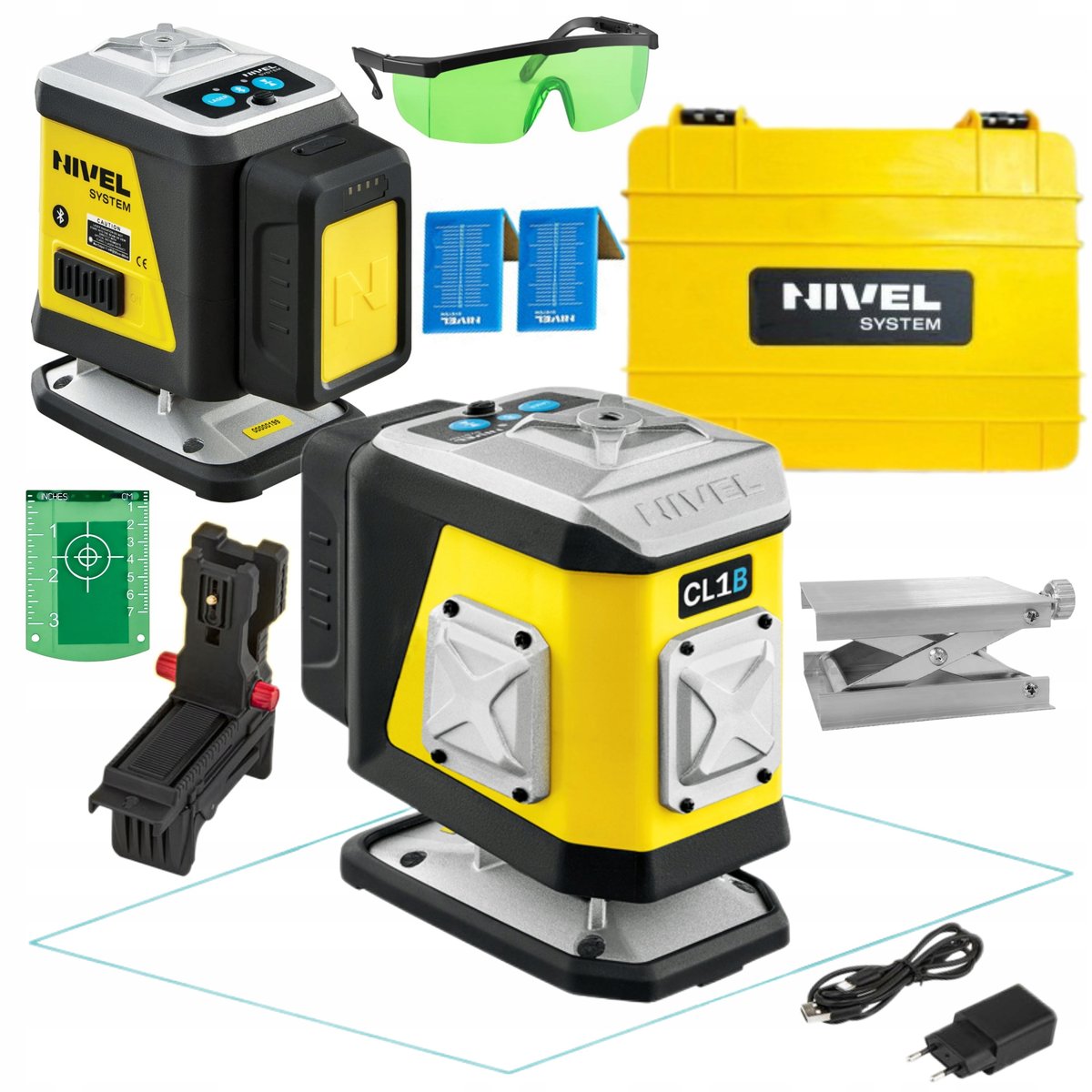 NIVEL SYSTEM CL1B LASER KRZYŻOWY POZIOMY 30M NIEBIESKI BLUETOOTH ...